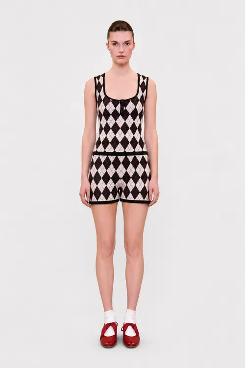 PCFG STORE Daydreamers Argyle Knit Sleeveless Top