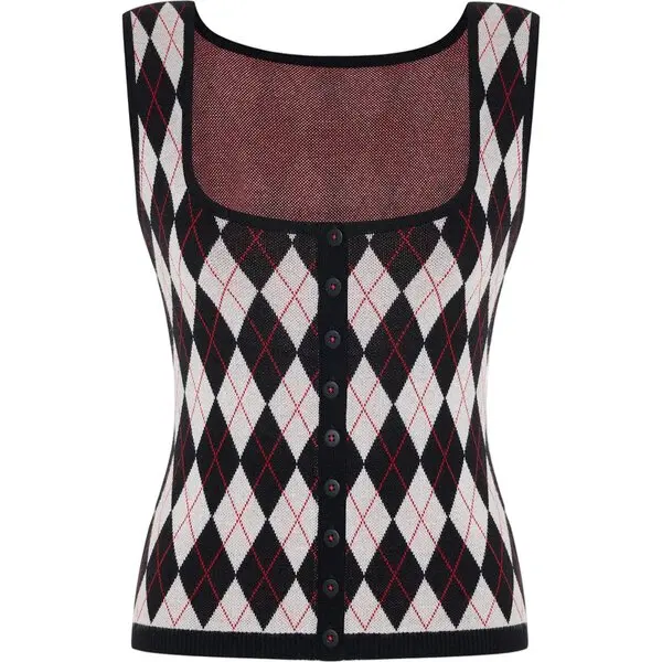 PCFG STORE Argyle Knit Sleeveless Top