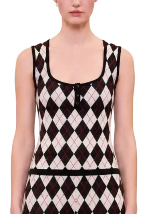 PCFG STORE Argyle Knit Sleeveless Top