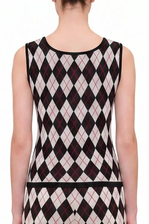 PCFG STORE Argyle Knit Sleeveless Top