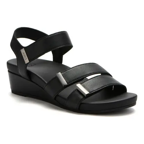 ABEO Riviera Ii Wedge Sandals With Adjustable Straps - Black