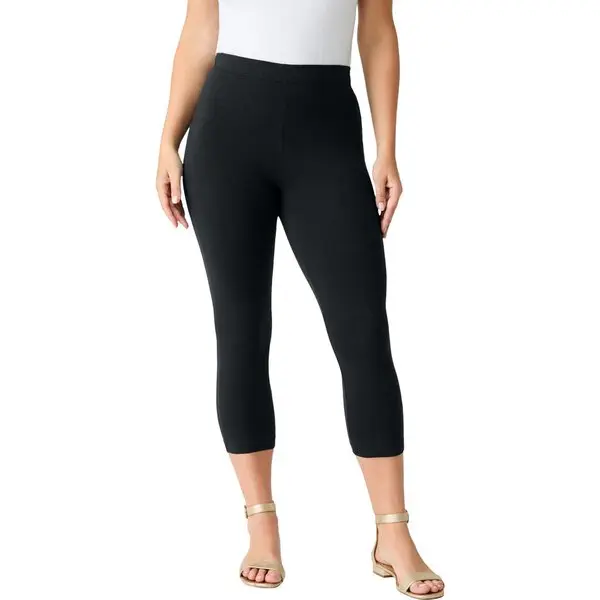 ROAMAN'S Essential Stretch Capri Legging - Black