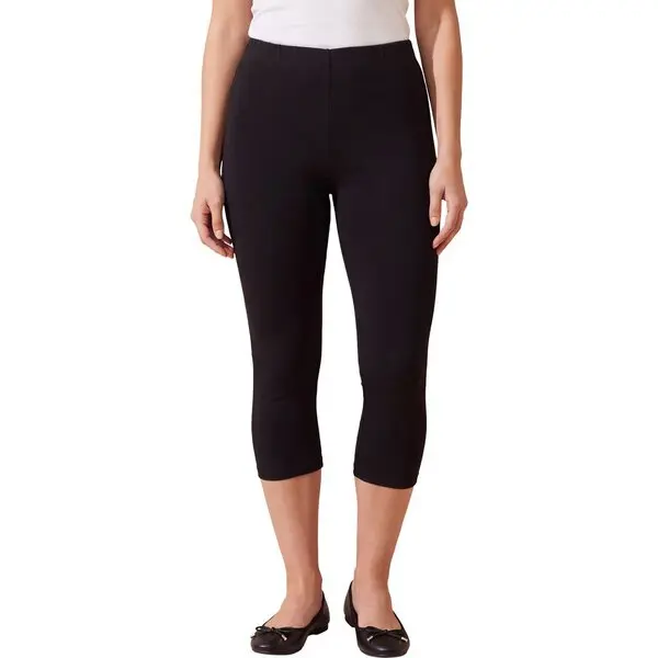 Roaman's Essential Stretch Capri Legging - Black