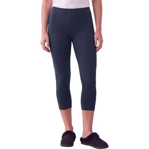 Roaman's Essential Stretch Capri Legging - Navy