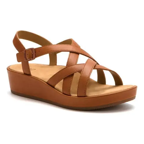 ABEO Soleil Crossover Platform Wedge Sandals - Pecan