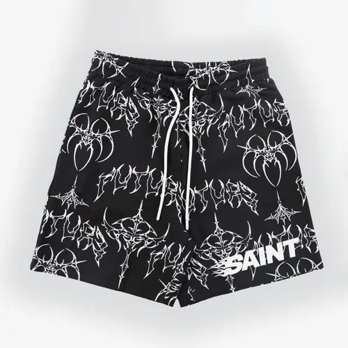 FLY BY NIGHT Normandie Shorts With Cybersigilism Print