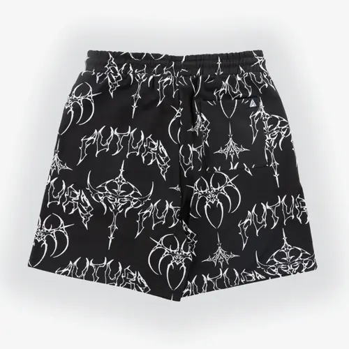 FLY BY NIGHT Normandie Shorts With Cybersigilism Print
