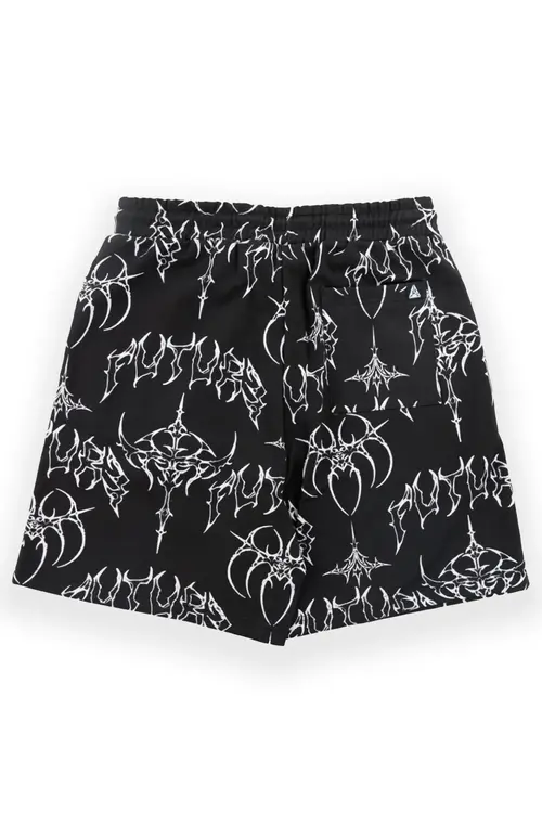 FLY BY NIGHT Normandie Shorts With Cybersigilism Print