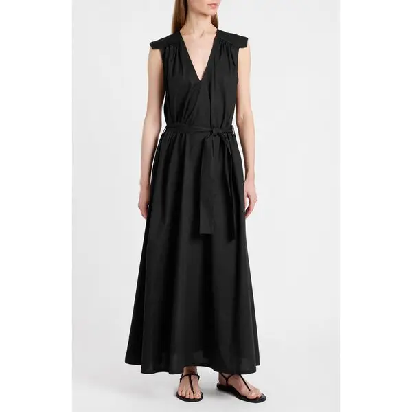 Santorelli Niu Cap Sleeve Maxi Dress - Black