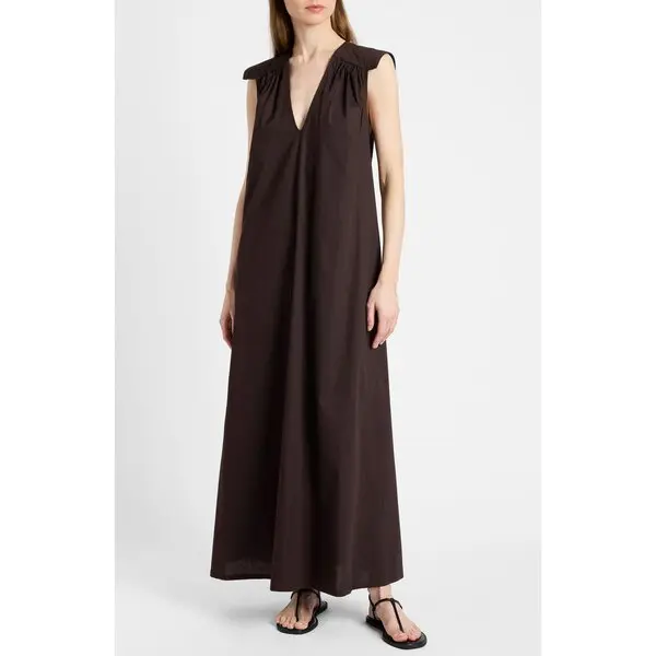 Santorelli Niu Cap Sleeve Maxi Dress - Coffee