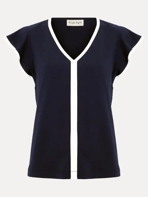 PHASE EIGHT Fleur Ruffle Sleeve V-neck Top