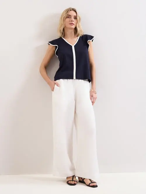 PHASE EIGHT Fleur Ruffle Sleeve V-neck Top