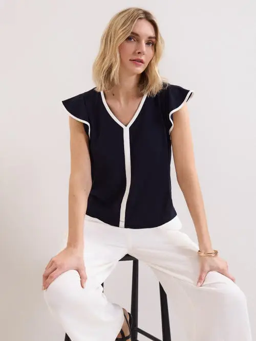 PHASE EIGHT Fleur Ruffle Sleeve V-neck Top