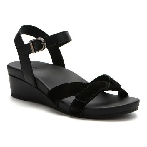 ABEO Riviera Ii Buckle Wedge Sandals - Black