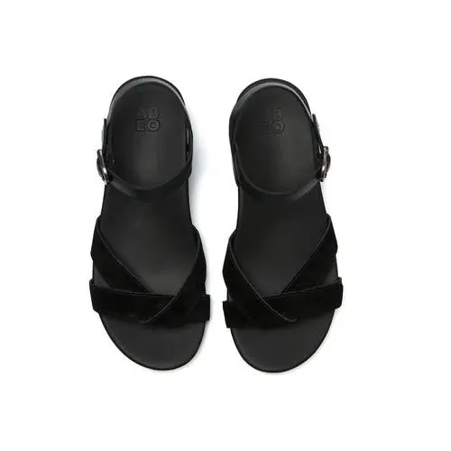 ABEO Riviera Ii Buckle Wedge Sandals - Black