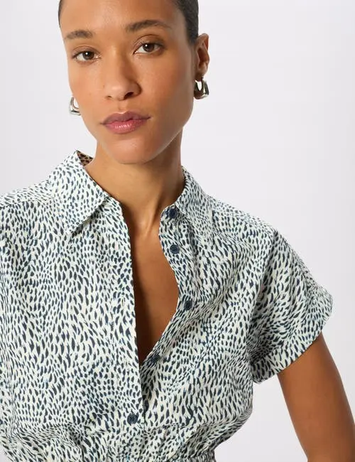 Whistles Flecked Animal Collared Shirt Dress