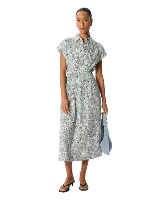 Whistles Flecked Animal Collared Shirt Dress - Navy/multi