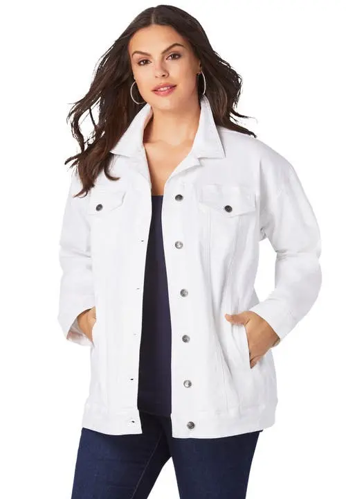 ROAMAN'S Boyfriend Stretch Denim Jacket - White