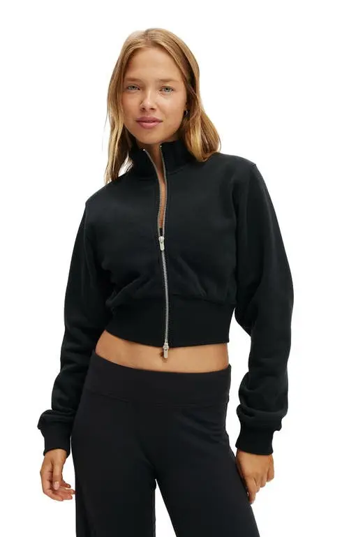 Cotton:on Active Plush Fitted Zip Through - Black