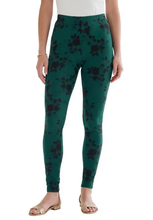 Roaman's Essential Stretch Ankle Length Pull-on Legging - Emerald Green