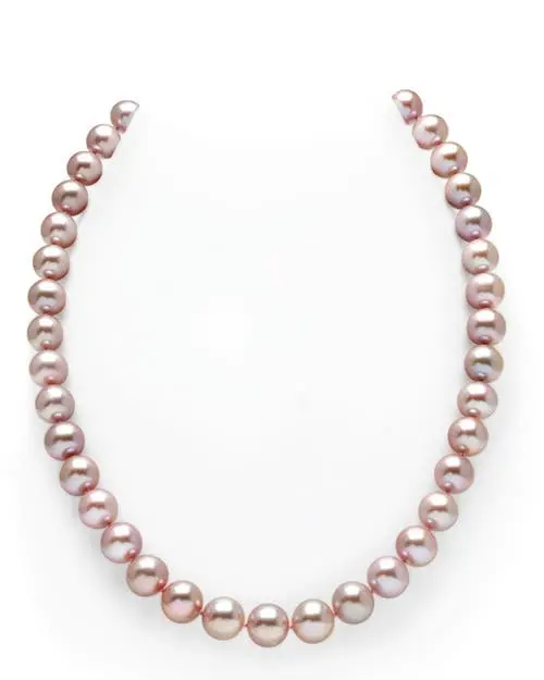 The Pearl Source 9.5-10.5mm Pink Freshwater Pearl Necklace - White Gold Clasp