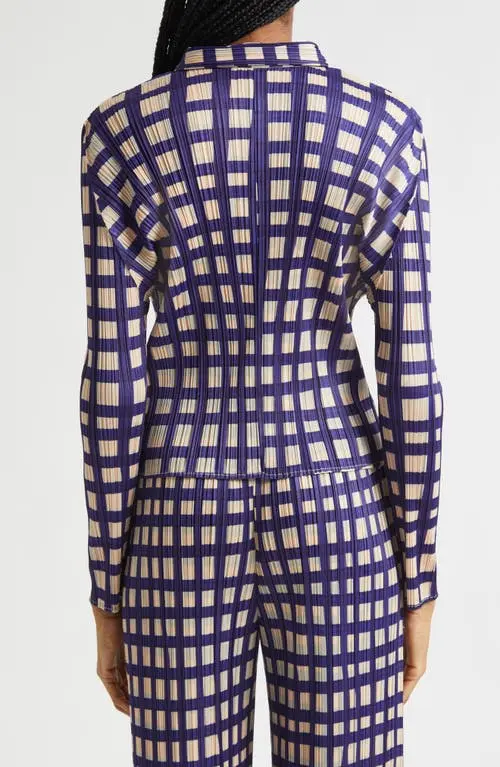 Issey Miyake Basket Print Pleated Cardigan - Navy
