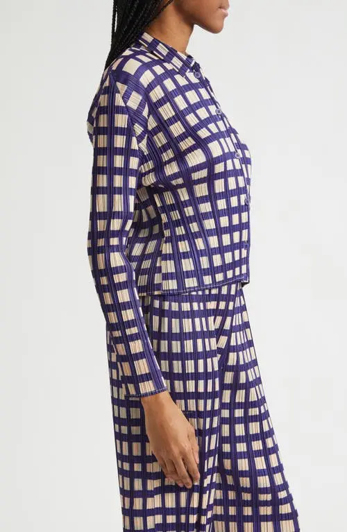 Issey Miyake Basket Print Pleated Cardigan - Navy