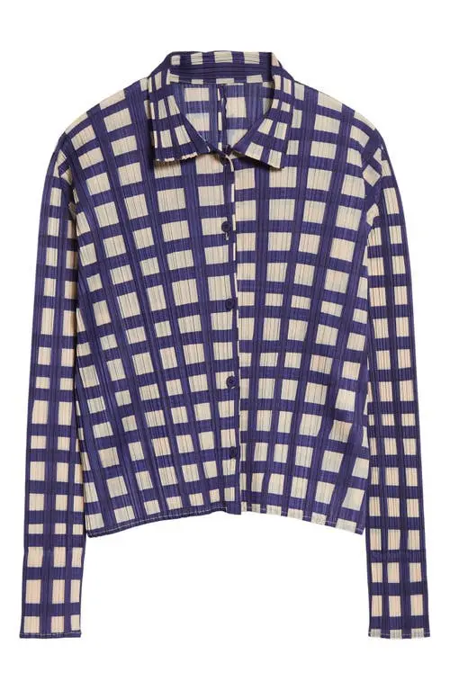 Issey Miyake Basket Print Pleated Cardigan - Navy