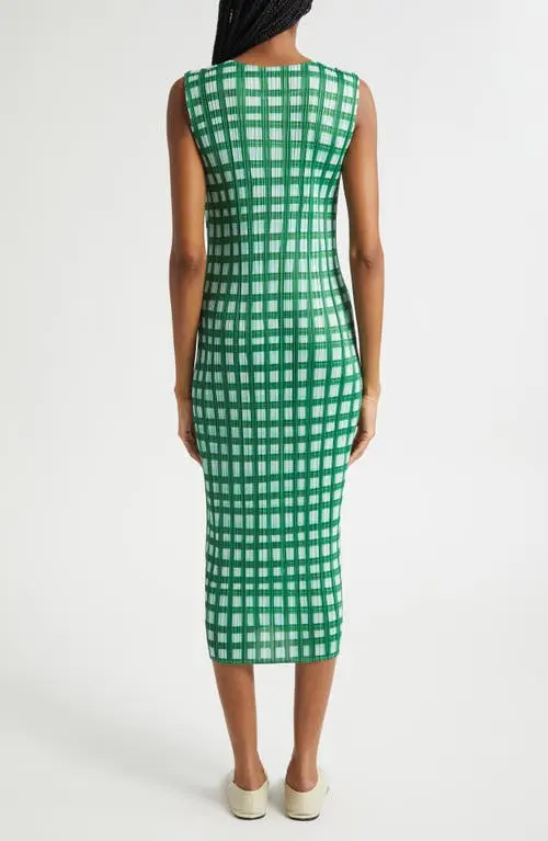 Issey Miyake Basket Print Pleated Midi Dress