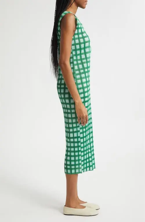 Issey Miyake Basket Print Pleated Midi Dress