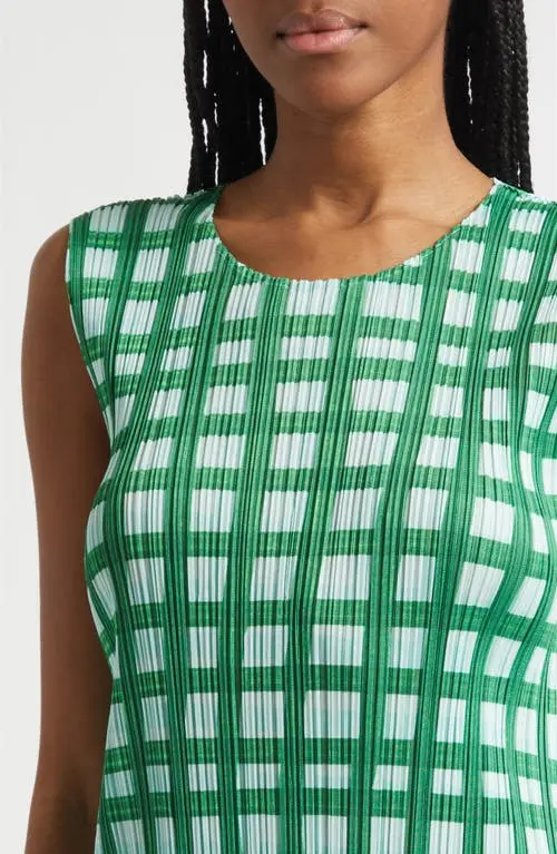 Issey Miyake Basket Print Pleated Midi Dress