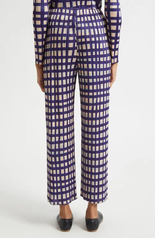 Issey Miyake Basket Print Pleated Crop Straight Leg Pants