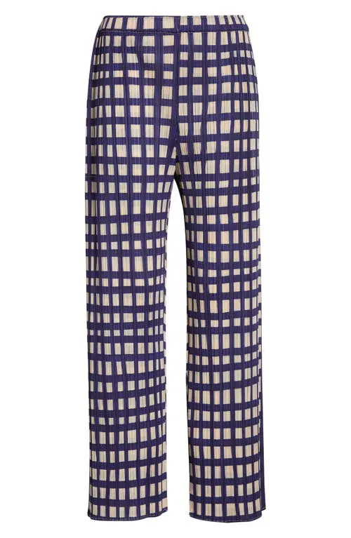 Issey Miyake Basket Print Pleated Crop Straight Leg Pants