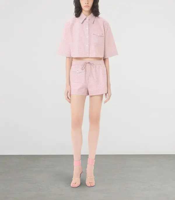 Valentino Garavani Gingham Check Cotton Shorts