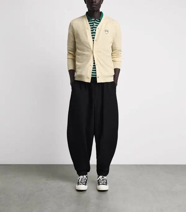 Play Comme Des Garcon Wool Cardigan With Heart Appliqu