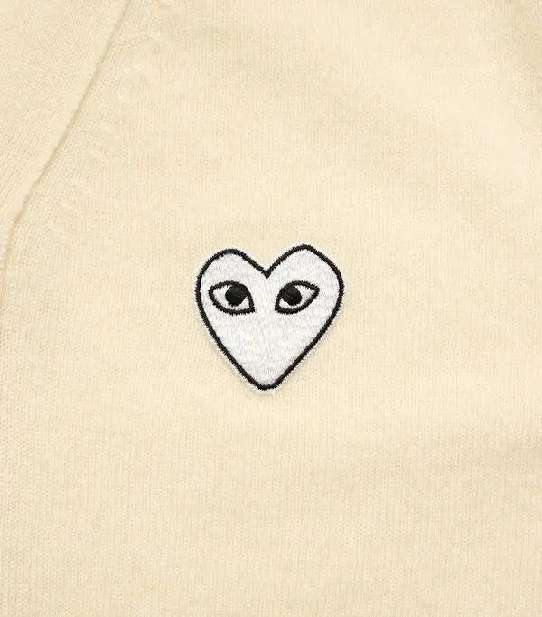 Play Comme Des Garcon Wool Cardigan With Heart Appliqu