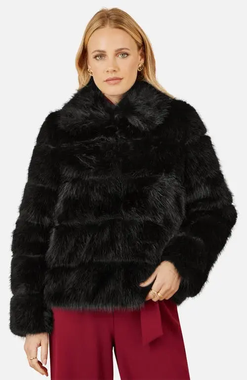YUMI Luxe Faux Fur Coat - Black