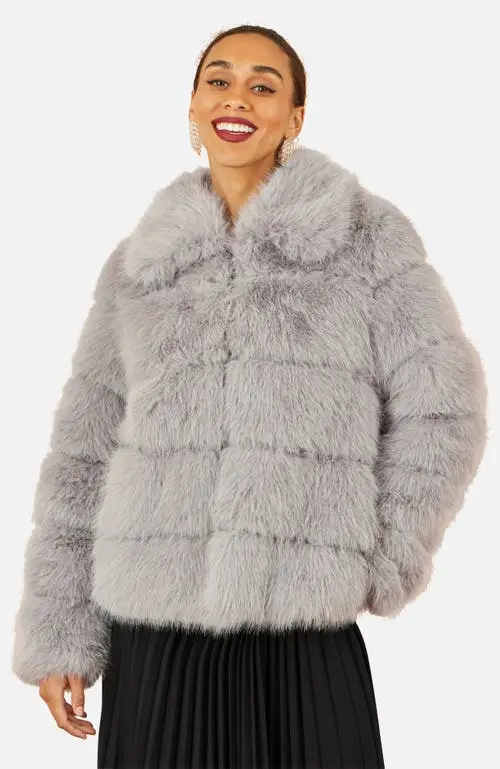 YUMI Luxe Faux Fur Coat - Grey