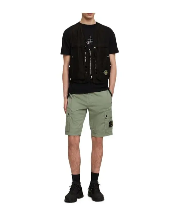 Stone Island Stretch Cotton Logo Patch Shorts