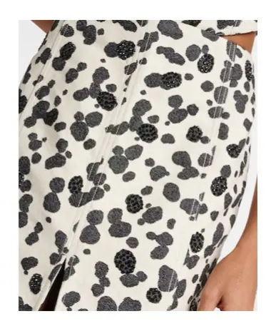 AREA Dalmatian Front-slit Denim Maxi Skirt