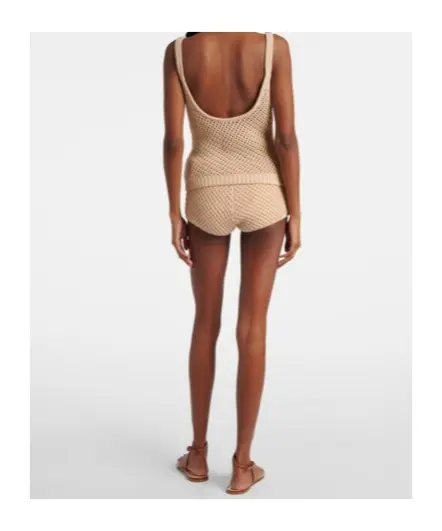 Elie Saab Crochet Floral Appliqué Cotton-blend Top - Nude