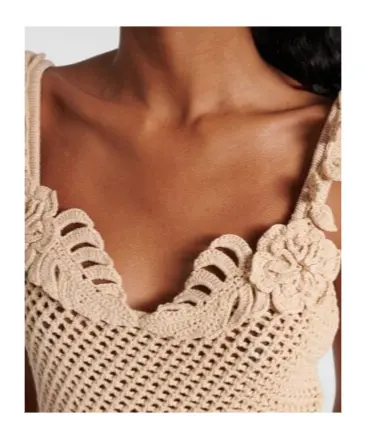 Elie Saab Crochet Floral Appliqué Cotton-blend Top - Nude