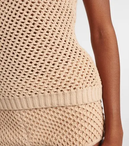 Elie Saab Crochet Floral Appliqué Cotton-blend Top - Nude