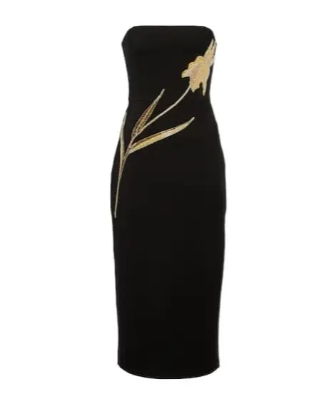 Staud Brooke Embellished Strapless Midi Dress