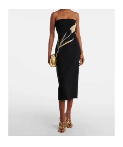 Staud Brooke Embellished Strapless Midi Dress