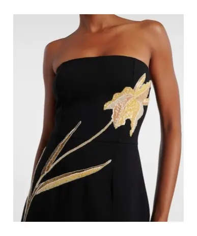 Staud Brooke Embellished Strapless Midi Dress