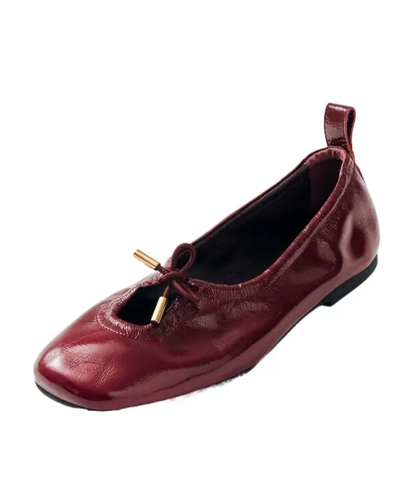 ALOHAS Patent Leather Ballet Flats - Wine Red