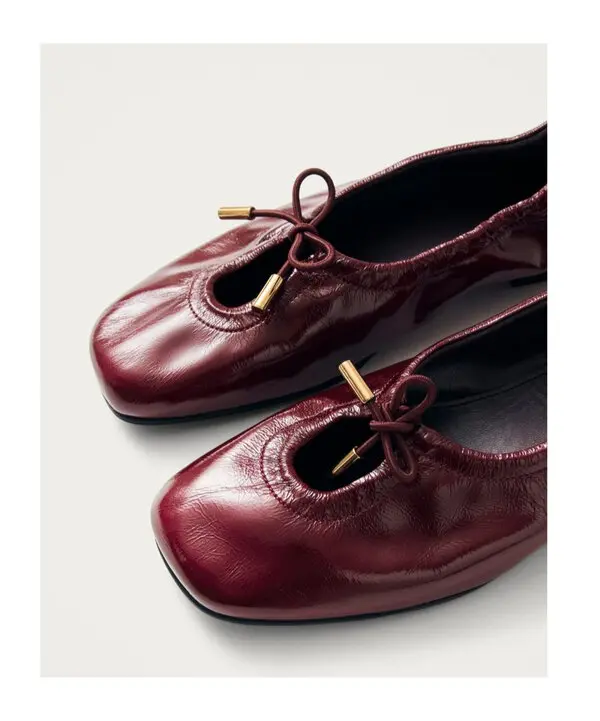ALOHAS Patent Leather Ballet Flats - Wine Red
