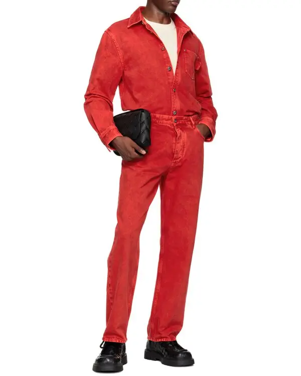 Bottega Veneta Faded Washed Denim Trousers - Deep Red