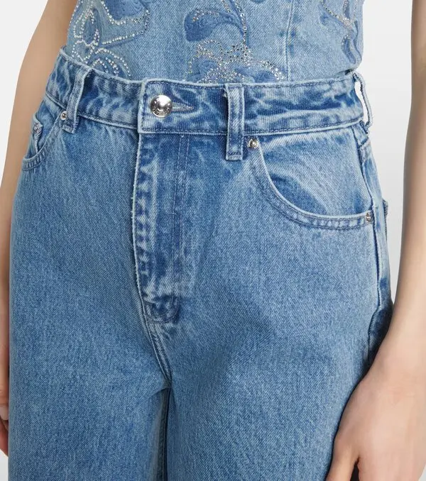 ROTATE BY BIRGER CHRISTENSEN Floral-embellished Wide-leg Jeans